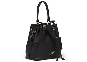 Prada Saffiano Leather Bucket Bag With Goldtone Hardware - Black