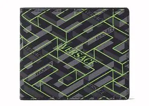 Versace La Greca Wallet - Black/grey/green