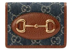 Gucci Horsebit 1955 Card Case - Blue/ivory