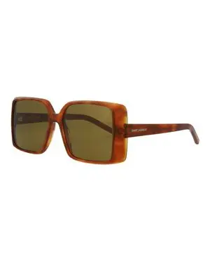 Saint Laurent Square Rectangle Sunglasses - Havana/brown (sl451