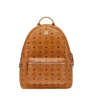 Mcm Stark Backpack Visetos Side Studs Medium - Cognac