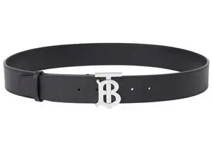 Burberry Tb Buckle Belt Pebbled Calfskin - Black