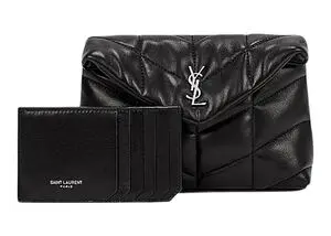Saint Laurent Puffer Pouch In Quilted Lambskin