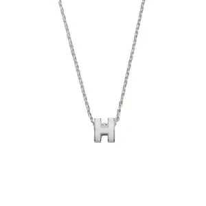 Hermès Mini Pop H Palladiumtone Pendant Blanc