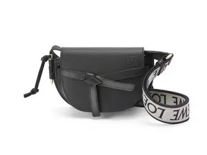 Loewe Mini Gate Dual Bag In Soft Calfskin And Jacquard - Black