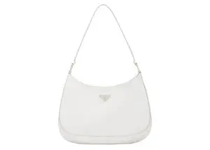 Prada Cleo Brushed Leather Shoulder Bag - White