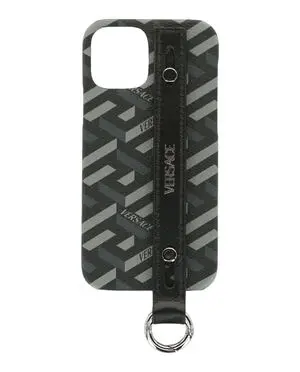 Versace Coated Canvas La Greca Iphone 12 Case - Black/grey