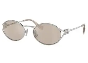 Miu Miu Logo Sunglasses - Silver/brown (0mu 52ys 1bc10f54)
