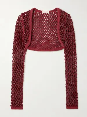 DIOTIMA Gala Cropped Embellished Crocheted Cardigan