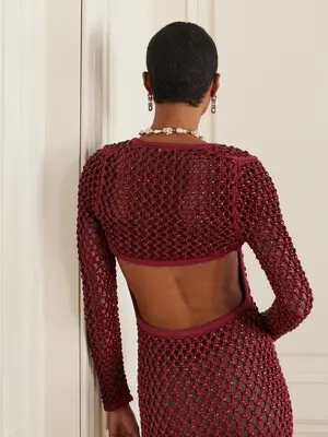 DIOTIMA Gala Cropped Embellished Crocheted Cardigan