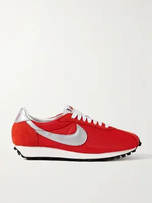 Nike Ld-1000 Leather And Brushed Suede-trimmed Mesh Sneakers - Red