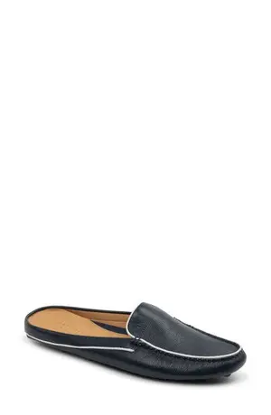 PATRICIA GREEN Jill Piped Mule - Navy/ White Leather