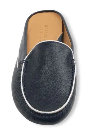 PATRICIA GREEN Jill Piped Mule - Navy/ White Leather