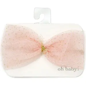 OH BABY! Glinda Bow Nylon Headband - Pale Pink/gold