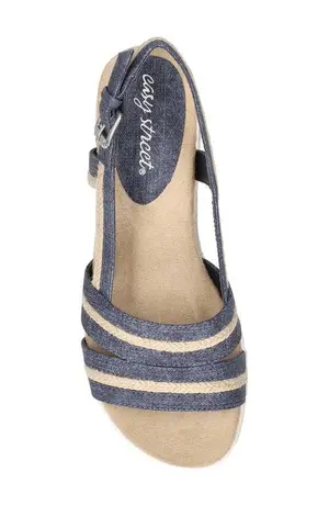 EASY WORKS BY EASY STREET Mel Espadrille Slingback Platform Wedge Sandal - Jeans