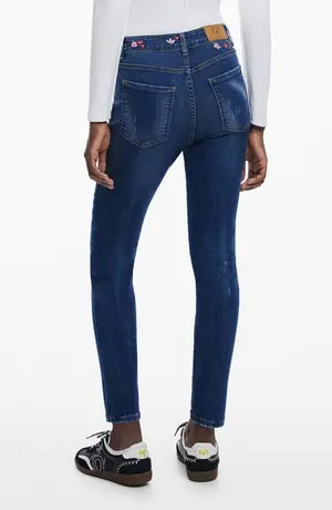 Desigual Slim Fit Embroidered Jeans