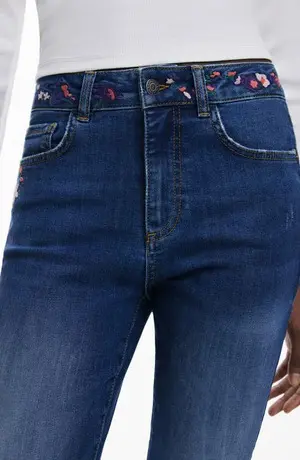 Desigual Slim Fit Embroidered Jeans