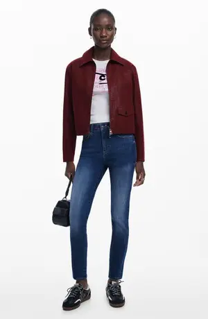 Desigual Slim Fit Embroidered Jeans