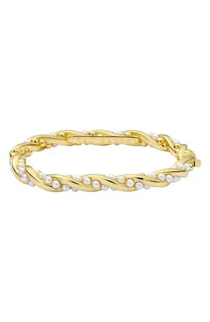 Ted Baker London Tilaa Twisted Faux Pearl Cuff Bracelet - Gold Tone Pearl