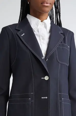 Thom Browne Topstitched Longline Blazer