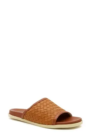 AMALFI BY RANGONI Barca Leather Slide Sandal - Cuoio Stuoia Dama