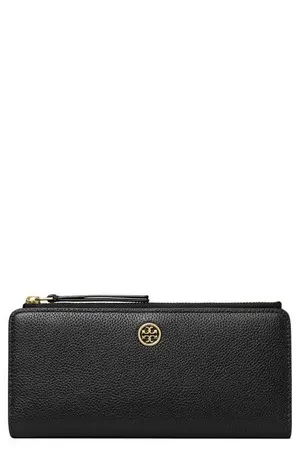 Tory Burch Slim Robinson Pebble Bifold Wallet - Black