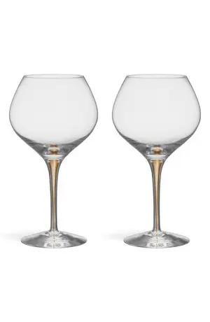 ORREFORS Intermezzo Bouquet Set Of 2 Wine Glasses - Gold