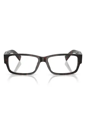 Prada 57mm Rectangular Eyeglasses - Brown Havana