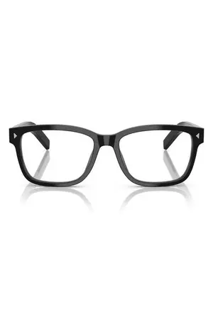 Prada 53mm Rectangular Eyeglasses - Black