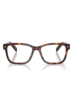 Prada 53mm Rectangular Eyeglasses Havana
