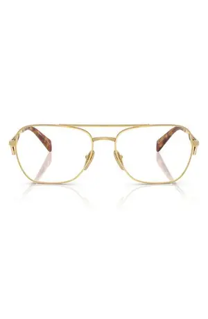 Prada 57mm Pilot Optical Glasses - Gold