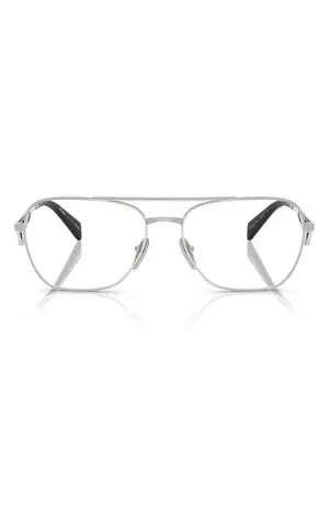 Prada 57mm Pilot Optical Glasses - Silver