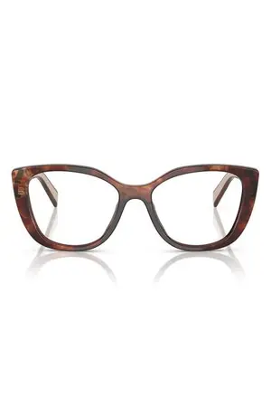 Prada 51mm Cat Eye Optical Glasses - Caramel