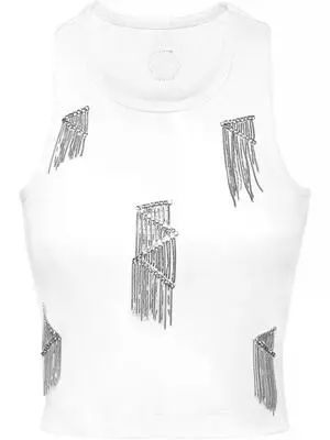 Philipp Plein Fringed Tank Top - White