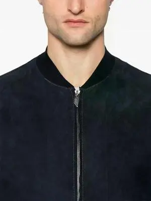 SALVATORE SANTORO Suede Bomber Jacket - Blue