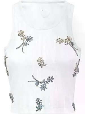 Philipp Plein Floral Appliqué Tank Top - Blue