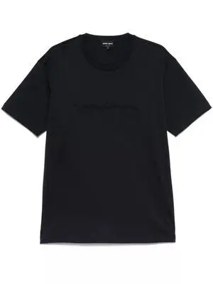 Giorgio Armani Logo Embroidered T-shirt - Blue