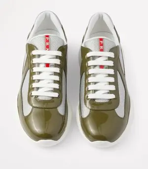 Prada Patent Leather-blend America's Cup Sneakers - Green