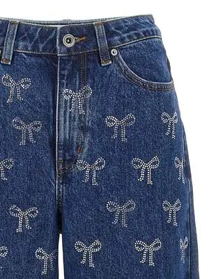 SELF-PORTRAIT Rhinestone Bow' Jeans