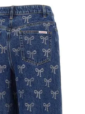 SELF-PORTRAIT Rhinestone Bow' Jeans