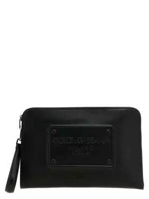 Dolce & Gabbana Large Plaque Pouch - Black