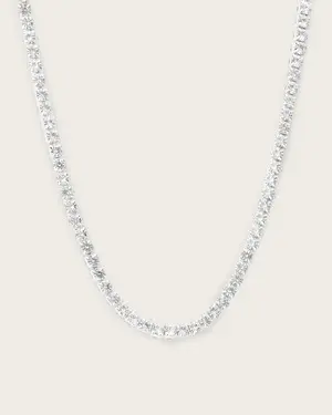 ALLSAINTS Gia Crystal Chain Necklace - Warm Silver