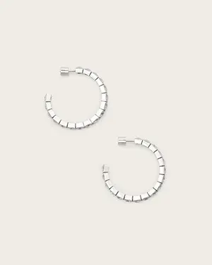ALLSAINTS Gia Crystal Hoop Earrings - Warm Silver