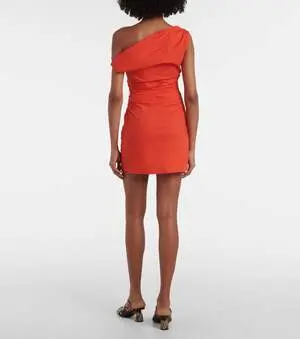 Staud Phare Draped Cotton Minidress - Red