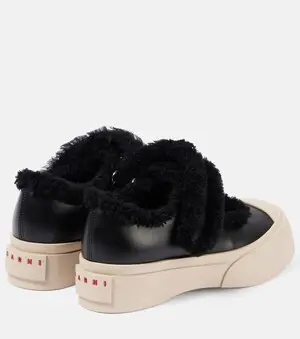 Marni Shearling-lined Leather Mary Jane Sneakers - Black