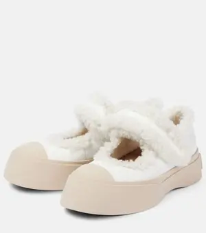Marni Pablo Shearling-lined Leather Sneakers - White