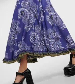 Etro Floral Silk Maxi Skirt - Blue