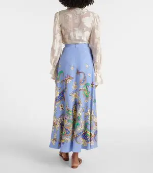 Etro Floral Silk Maxi Skirt - Blue