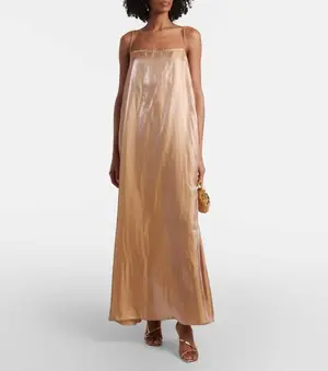 Staud Delfina Satin Maxi Dress - Pink