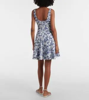 Staud Wells Floral Cotton Mini Dress - Blue
